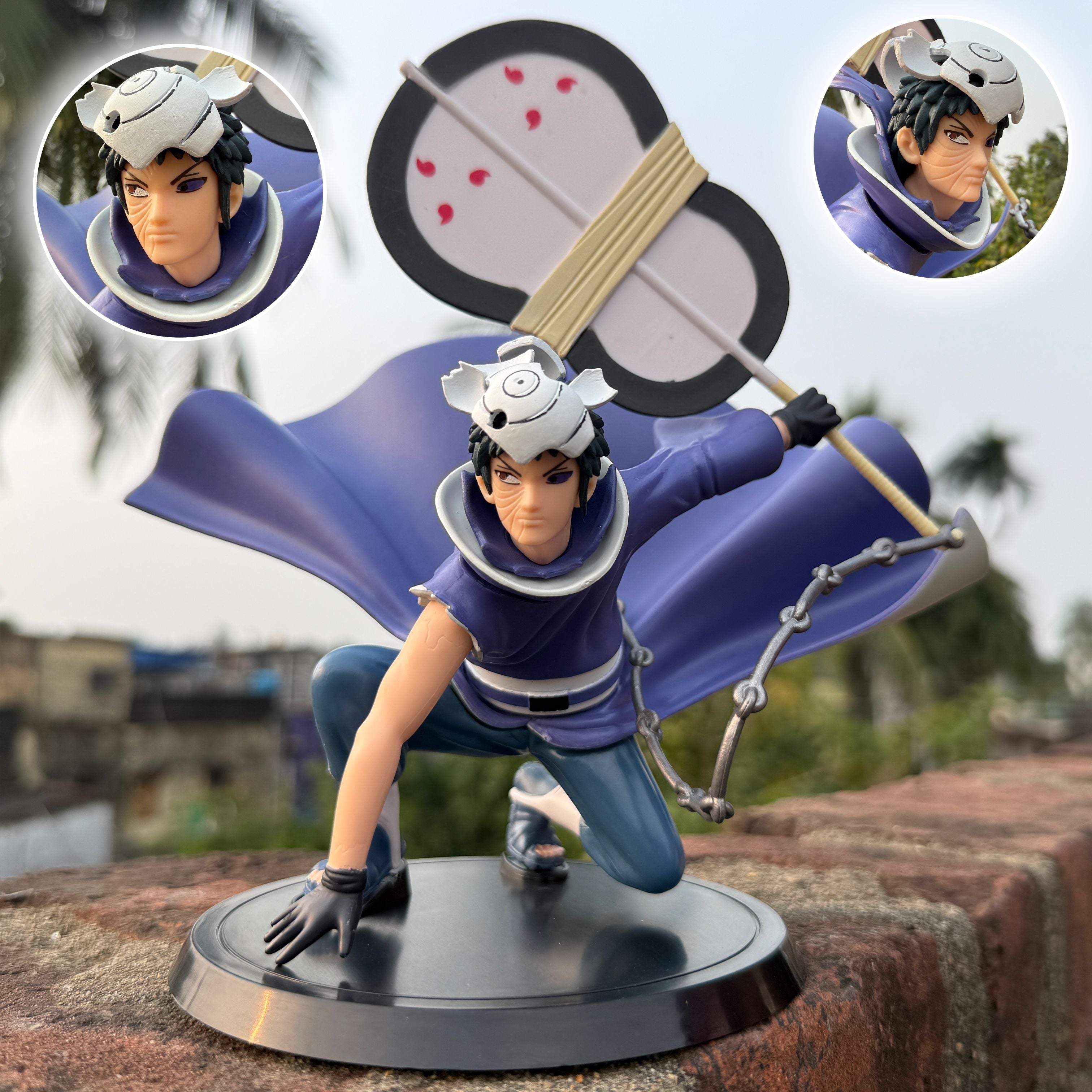 Naruto Shippuden Obito Uchiha Figure with Gunbai War Fan & Chain PVC A ...